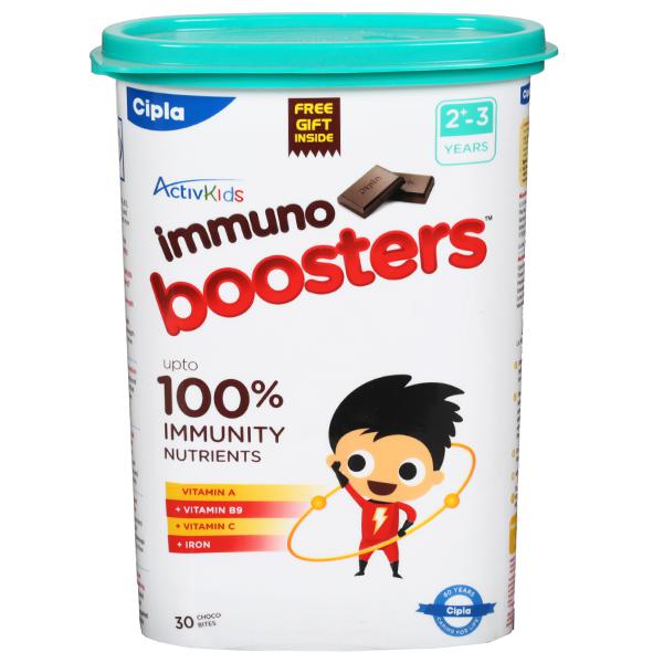 Cipla Active Kids Immuno Boosters(2-3 Years) Choco Bites 30 Pcs